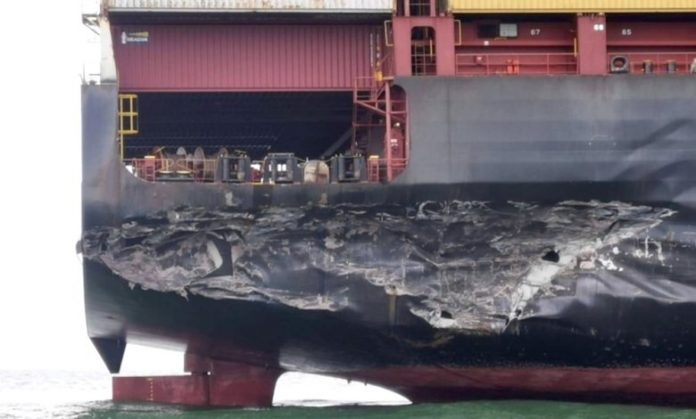 Container ship and tanker sustain serious damages in heavy collision in ...