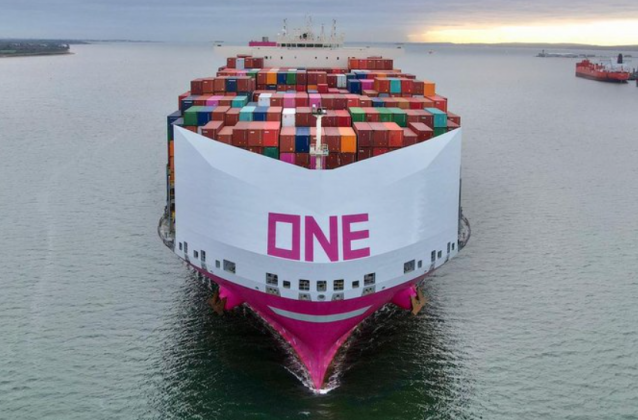 ONE equips another mega container vessel with bow wind shield ...