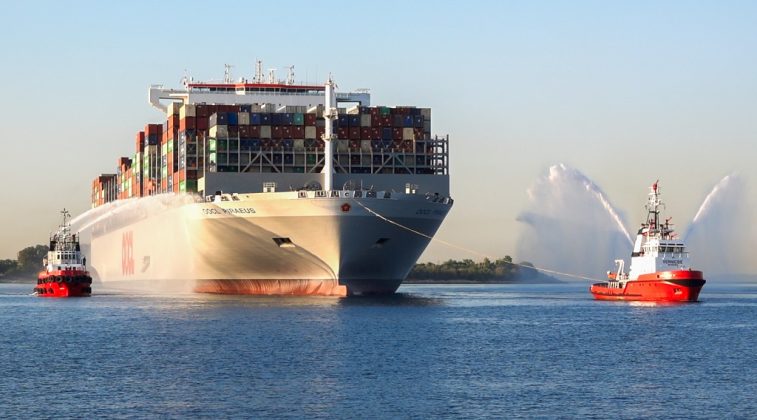 Giga container ship OOCL Piraeus arrived at Piraeus port in Greece ...