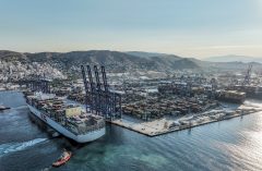 Giga container ship OOCL Piraeus arrived at Piraeus port in Greece ...