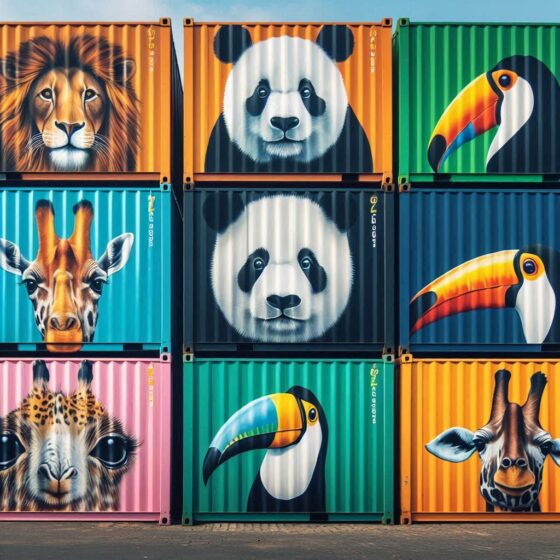 Reimagining Nature: Animals Displayed in Front of Shipping Containers ...